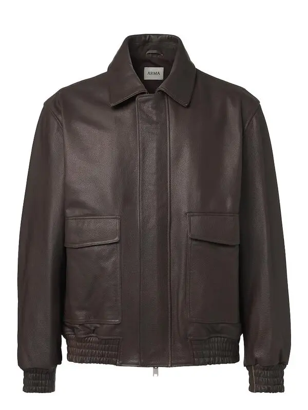 ARMA Leather Blouson Jacket - Brown