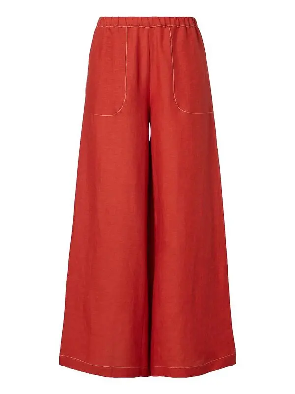 ERES Blouissant Linen Wide-leg Pants - Red