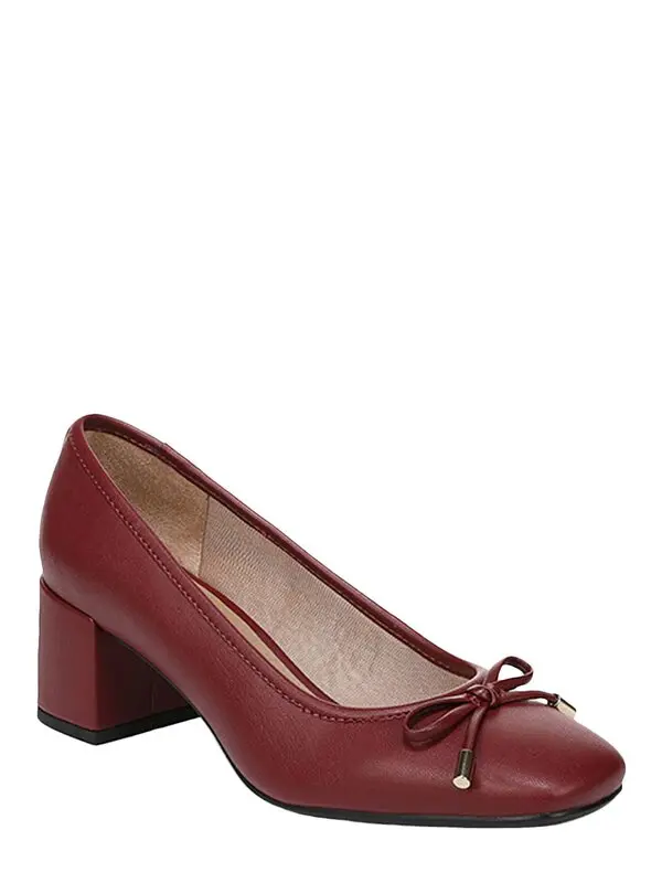 LIFESTRIDE Cora Block Heel Pumps With Bow Detailing - Dark Cherry