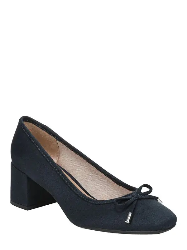 LIFESTRIDE Cora Block Heel Pumps With Bow Detailing - Lux Navy