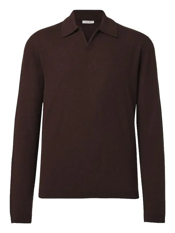 THE ROW Ripley Cashmere Polo Sweater - Brown