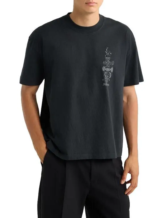 ALLSAINTS Ignis Graphic Organic Cotton T-shirt - Washed Black