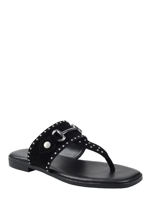 ARTISAN CRAFTED BY ZIGI Lynwood Leather Flip Flop Sandal - Black Suede