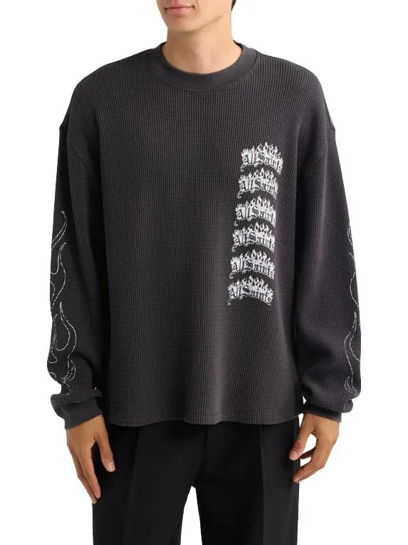 ALLSAINTS Incendo Graphic Organic Cotton Long Sleeve T-shirt - Washed Black