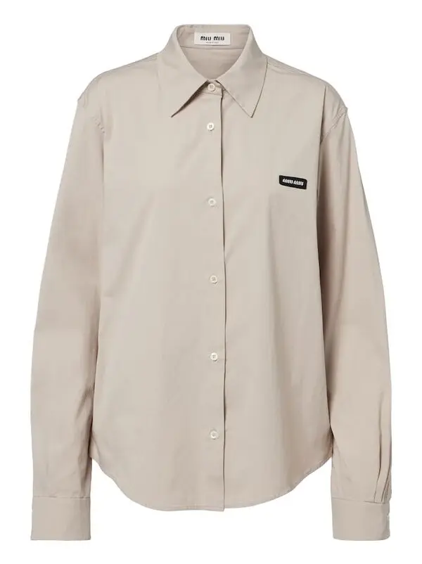 Miu Miu Cotton-blend Poplin Shirt - Beige