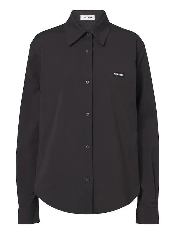 Miu Miu Cotton-blend Poplin Shirt - Black