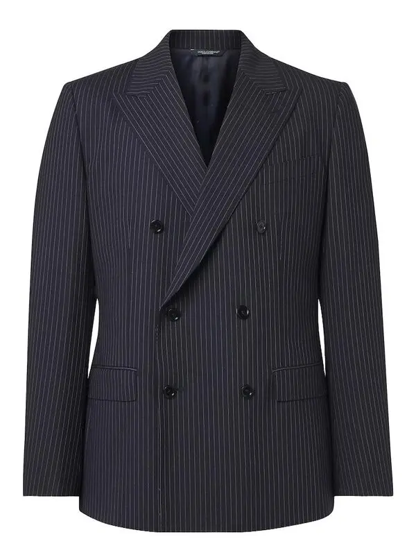 Dolce & Gabbana Pinstripe Double-breasted Wool-blend Blazer - Blue