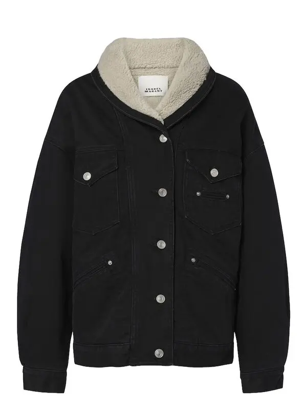 Isabel Marant Étoile Pimia Fleece-trimmed Denim Jacket - Black