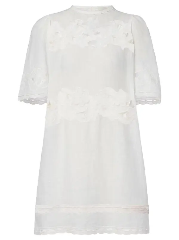 Isabel Marant Étoile Relidine Broderie Anglaise Ramie Mini Dress - White