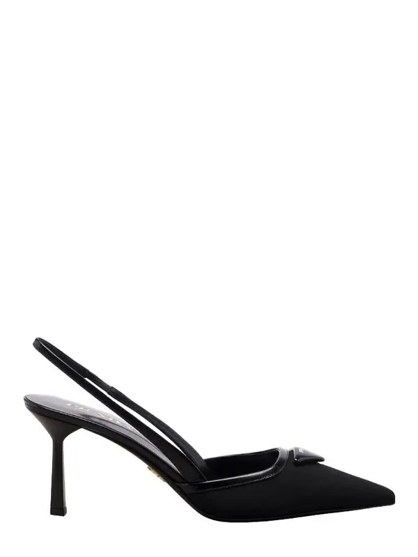 Prada Leather-trimmed Slingback Pumps - Black