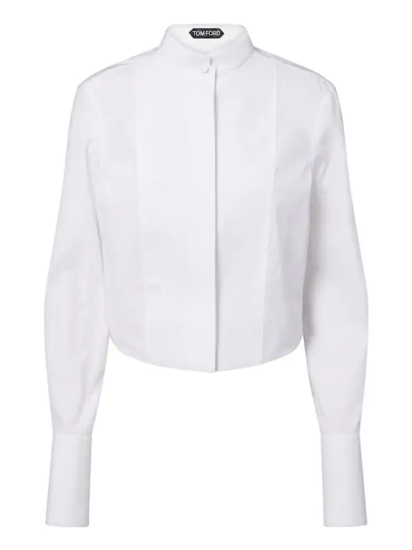 TOM FORD Cropped Cotton Poplin Tuxedo Shirt - White