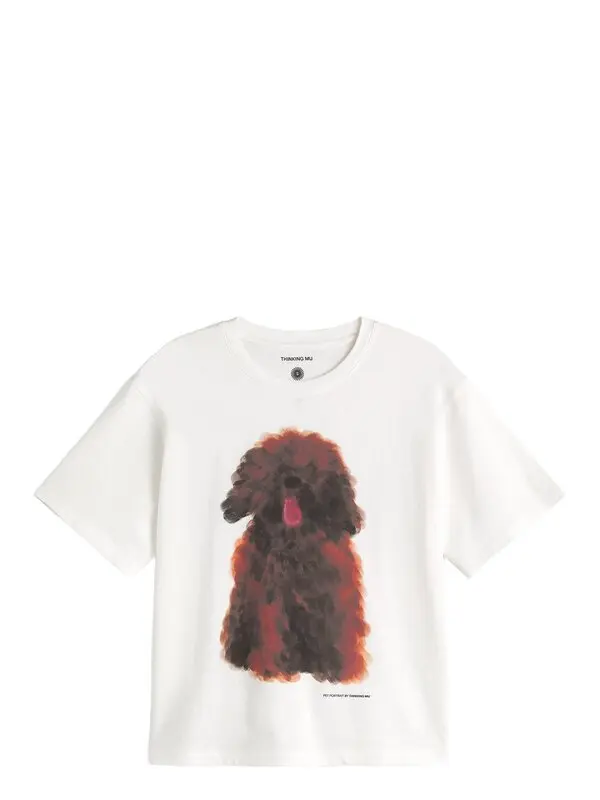 THINKING MU Pet Portrait T-shirt - White