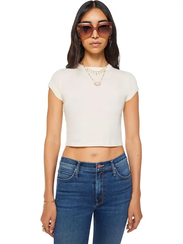 MOTHER The Itty Bitty Ringer Crop T-shirt - White
