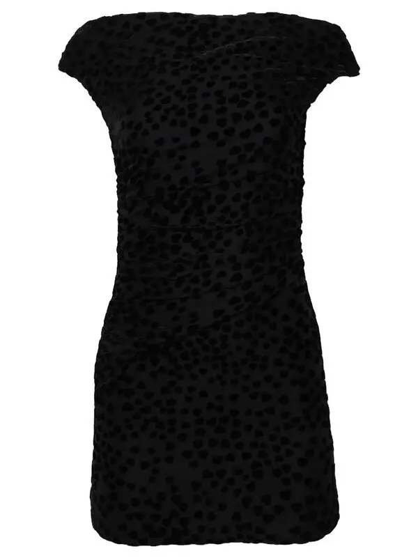 Zeynep Arçay Ruched Silk Heart Dress - Black