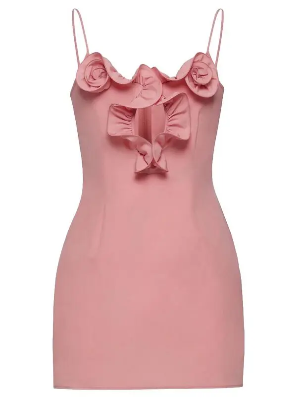Magda Butrym Mini Dress With Floral Ruffle Detail - Pink