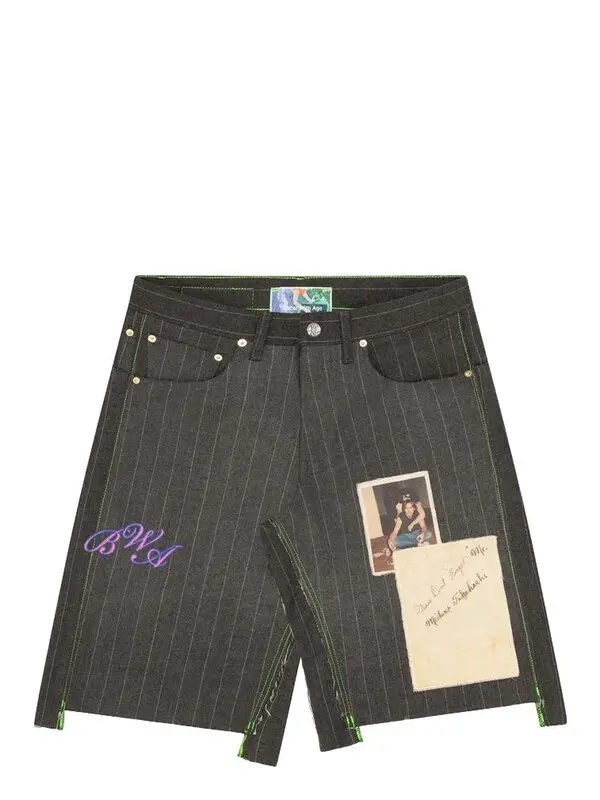 BETTER WITH AGE Eastman Charcoal Pinstripe Wool Shorts - Gray