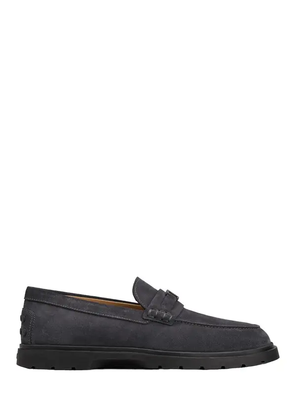 TOD'S Suede Loafers With T Timeless Accessory - Grey