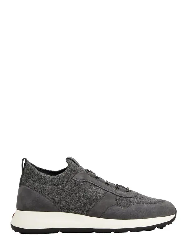 TOD'S Pashmy Suede And Knit Sneakers With Red Dot Detail - Grey