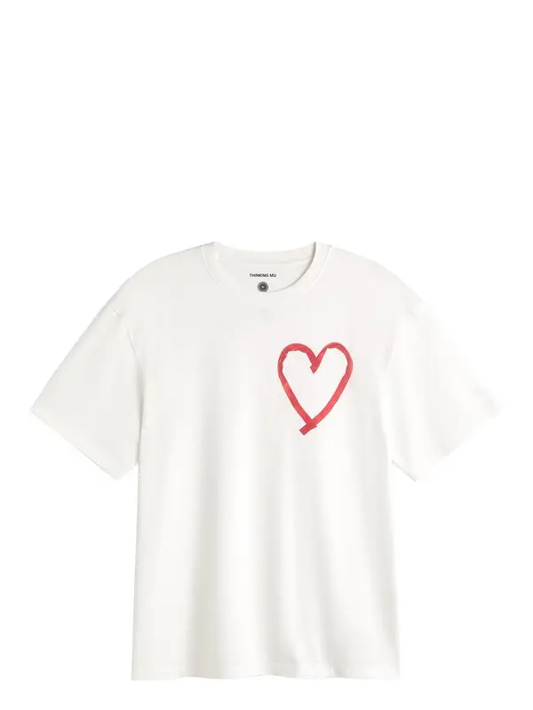 THINKING MU Heart Tape Aaron T-shirt - White