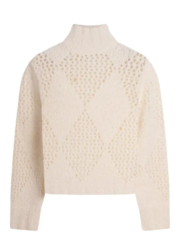 BALLANTYNE Diamond Patterned High Neck Sweater - White