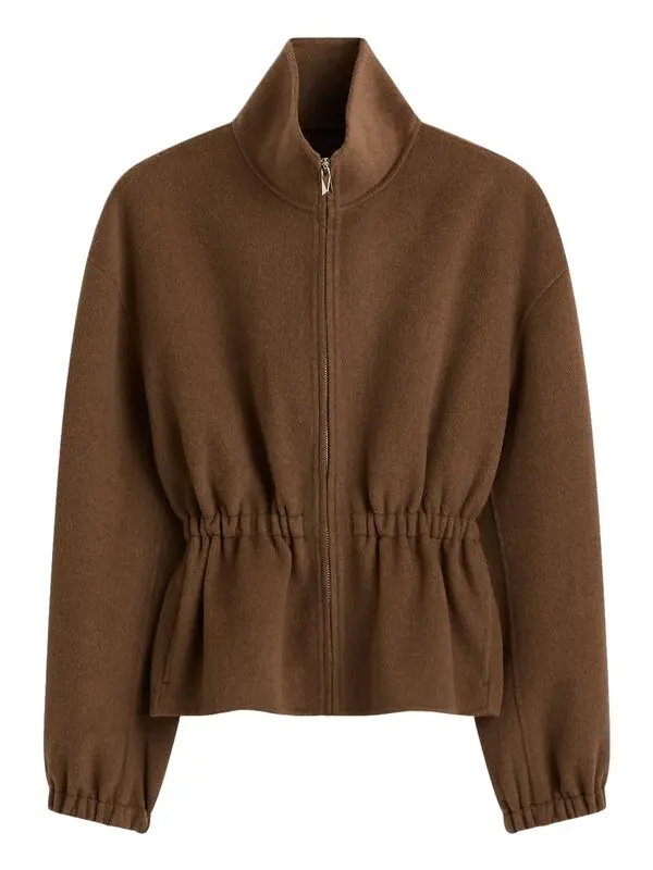 Scanlan Theodore Funnel Neck Jacket With Drop Shoulder And Peplum Hem - Camel