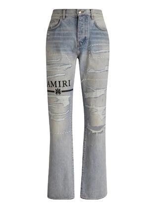 Amiri Ma Bar Logo Straight Fit Jeans - Blue