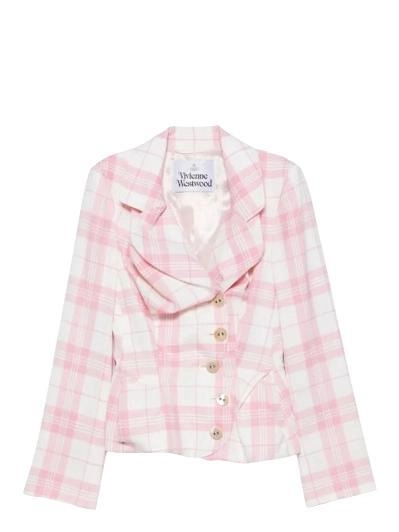 VIVIENNE WESTWOOD Plaid Tailored Jacket - Ivory/pink