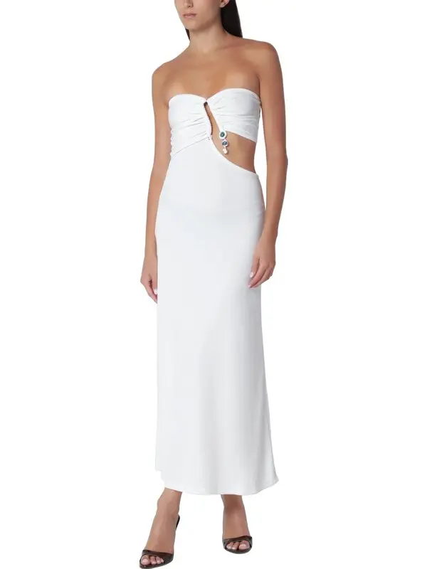 Christopher Esber Strapless Sweetheart Neckline Dress With Crystal Pendant - White
