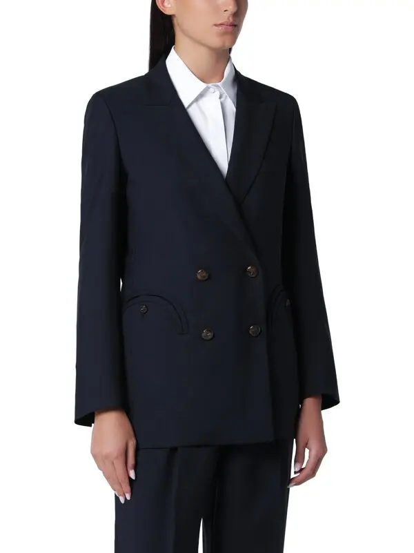BLAZÉ MILANO Navy Wool And Mohair Double-breasted Jacket - Blue