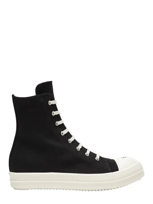 Rick Owens High Top Sneakers With "so Cunt" Detail - Black