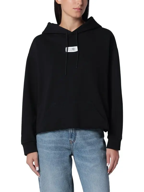 MAISON MARGIELA Cotton Hoodie With Numeric Logo Patch - Black