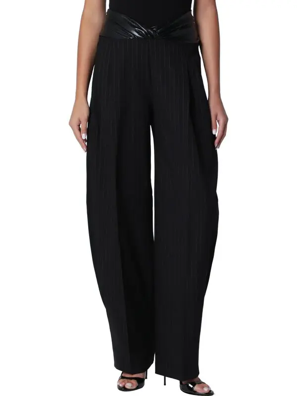 Andamane Pinstriped Wide-leg Wool Gabardine Trousers - Black