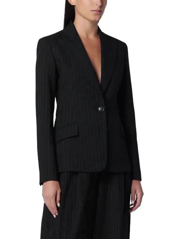 Andamane Single-breasted Pinstripe Jacket - Black