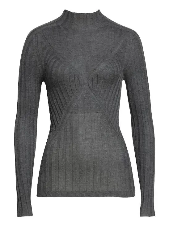 JIL SANDER Cashmere & Silk Ribbed Mock Neck Sweater - Koala