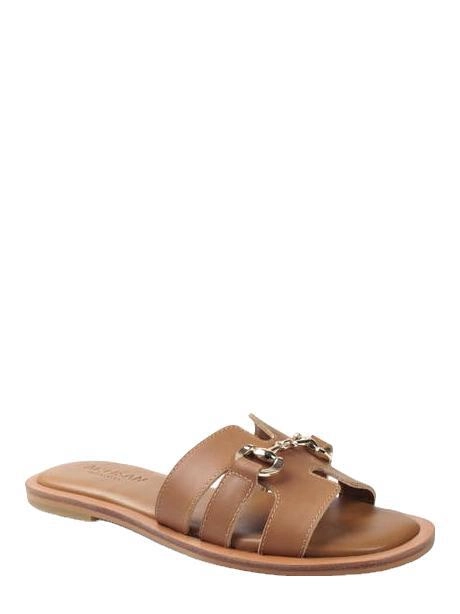 ARTISAN CRAFTED BY ZIGI Bellevue Leather Slide Sandal With Horsebit Detail - Tan Leather