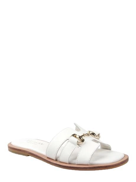 ARTISAN CRAFTED BY ZIGI Bellevue Leather Slide Sandal With Horsebit Detail - White Leather
