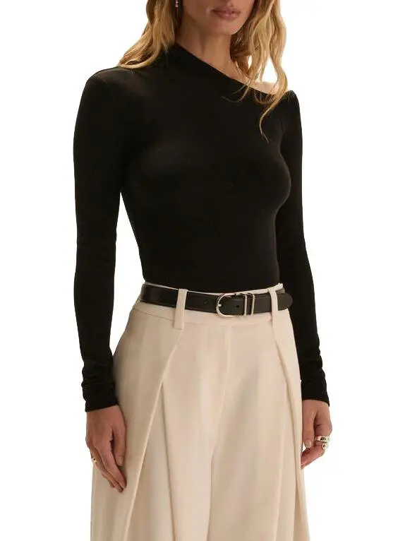 FAVORITE DAUGHTER The Good Time Asymmetric One-shoulder Top - Black