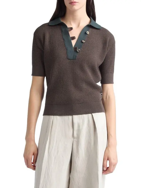 JW Anderson Cotton & Cashmere Blend Polo Sweater - Military Green