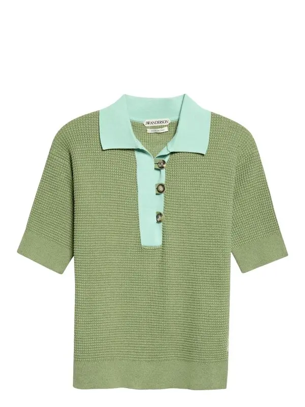 JW Anderson Cotton & Cashmere Blend Polo Sweater - Peppermint