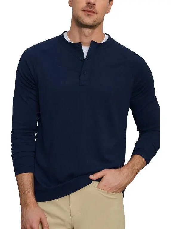 RHONE Technical Waffle Knit Henley - True Navy