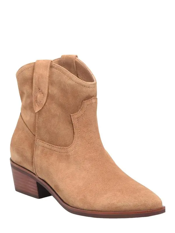 SOFFT Cambridge Floral Print Western Ankle Boots - Brandy