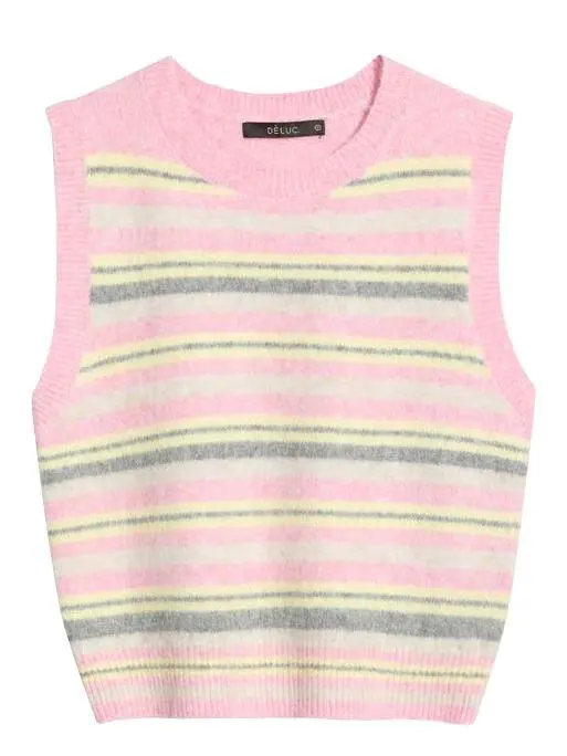 Deluc Striped Sweater Vest - Multicolor Pink