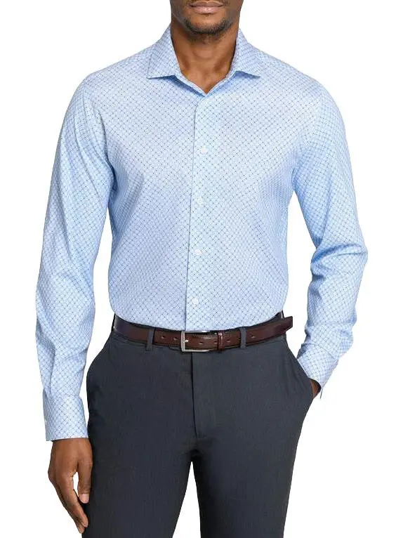 W.R.K Slim Fit Cross Geo Reworked Button-up Shirt - White/blue