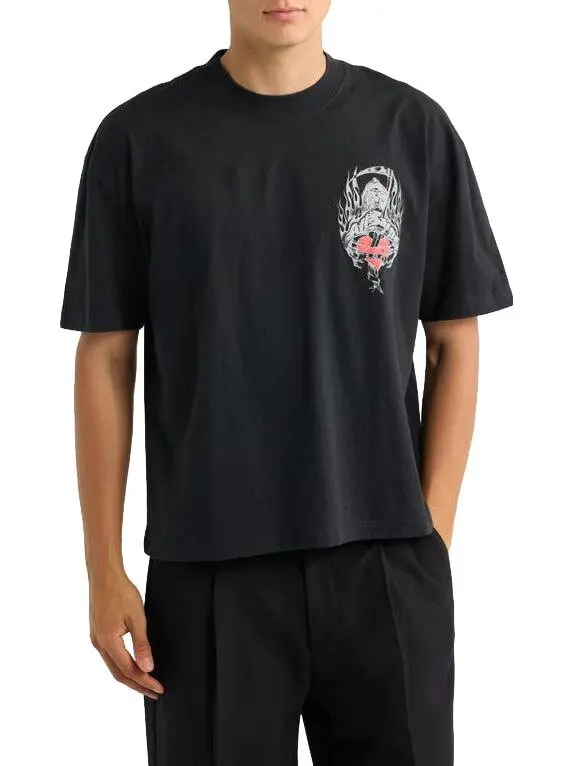 ALLSAINTS Scimitar Graphic Organic Cotton T-shirt - Washed Black