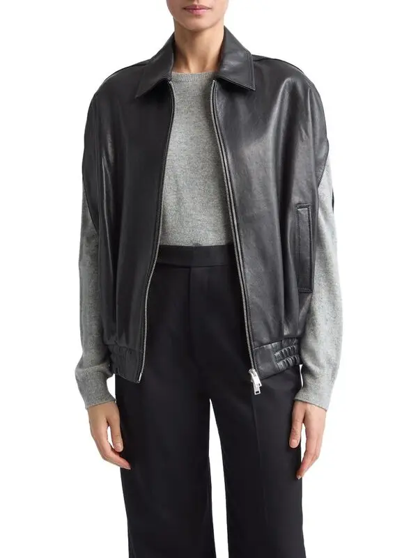 ARMA Bina Vegetable Lambskin Leather Cape Jacket - Black