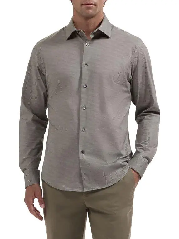 Bugatchi James Ooohcotton Performance Long Sleeve Shirt - Olive