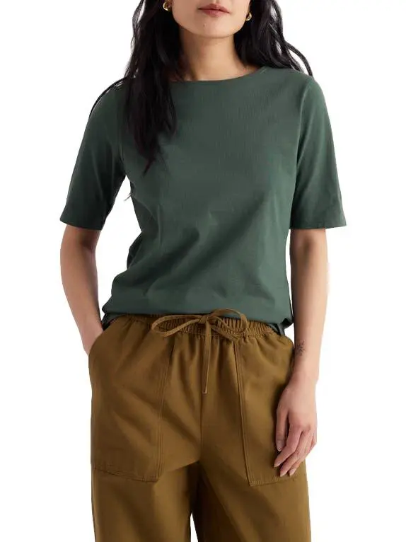 SEASALT CORNWALL Organic Cotton Boatneck T-shirt - Light Coppice