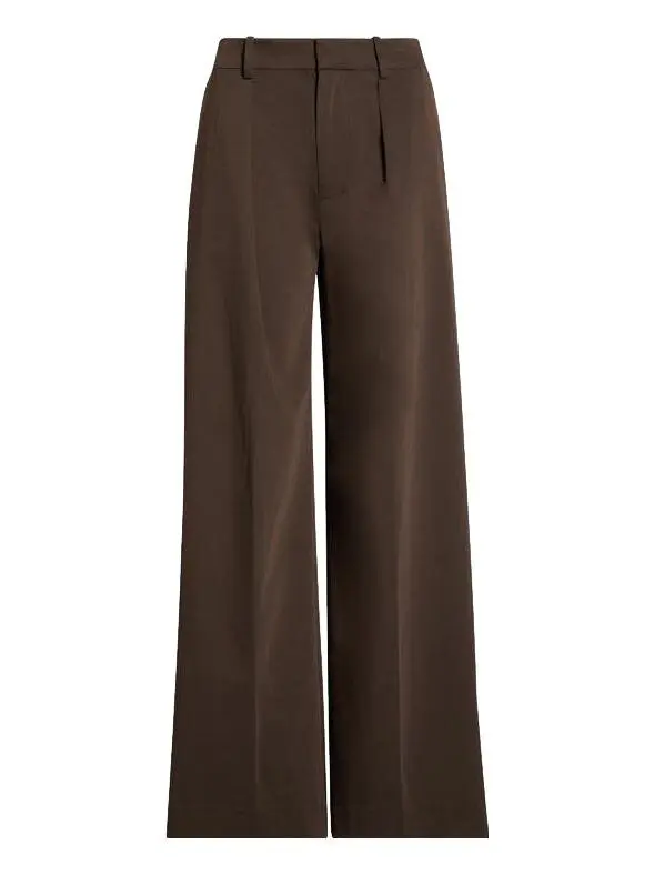 Staud Maysen Wide Leg Pleated Trousers - Earth