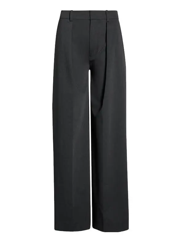 Staud Maysen Wide Leg Pleated Trousers - Smoke