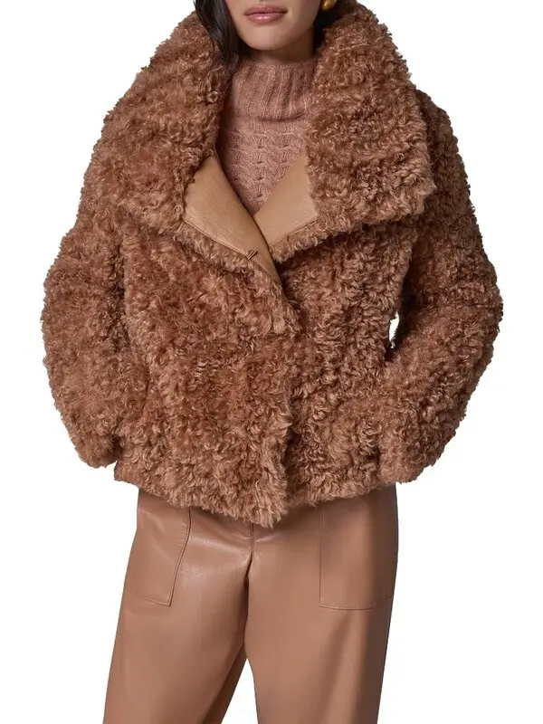 Donna Karan New York Faux Fur Teddy Jacket - Camel